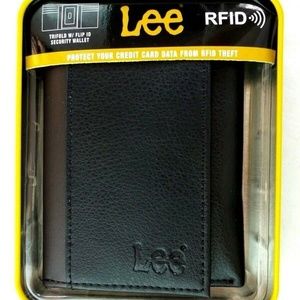 Lee | Accessories | Mens Wallet Trifold Lee Black Leather Rfid Block ...